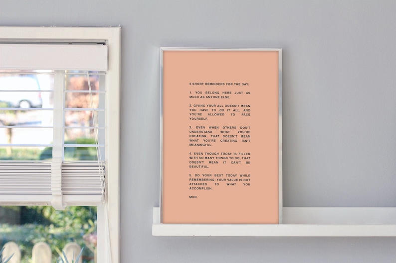 5 Short Reminders for the Day - Instant Download Digital Print - Morgan ...