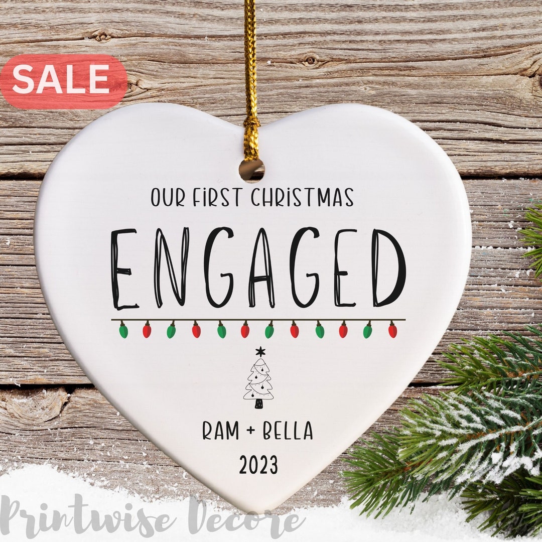 Personalized Engagement Christmas Ornament: First Christmas Engaged ...