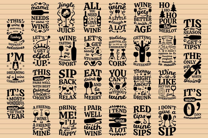 Wine Bag Svg Bundle Christmas Wine Svg Files For Cricut Etsy