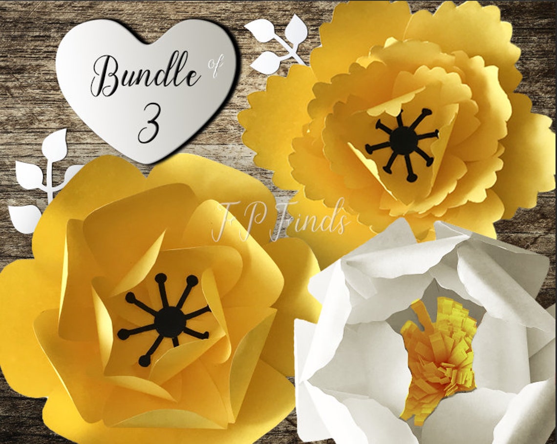 3 Printable PDF Paper Flower Templates SVG files for Cricut | Etsy