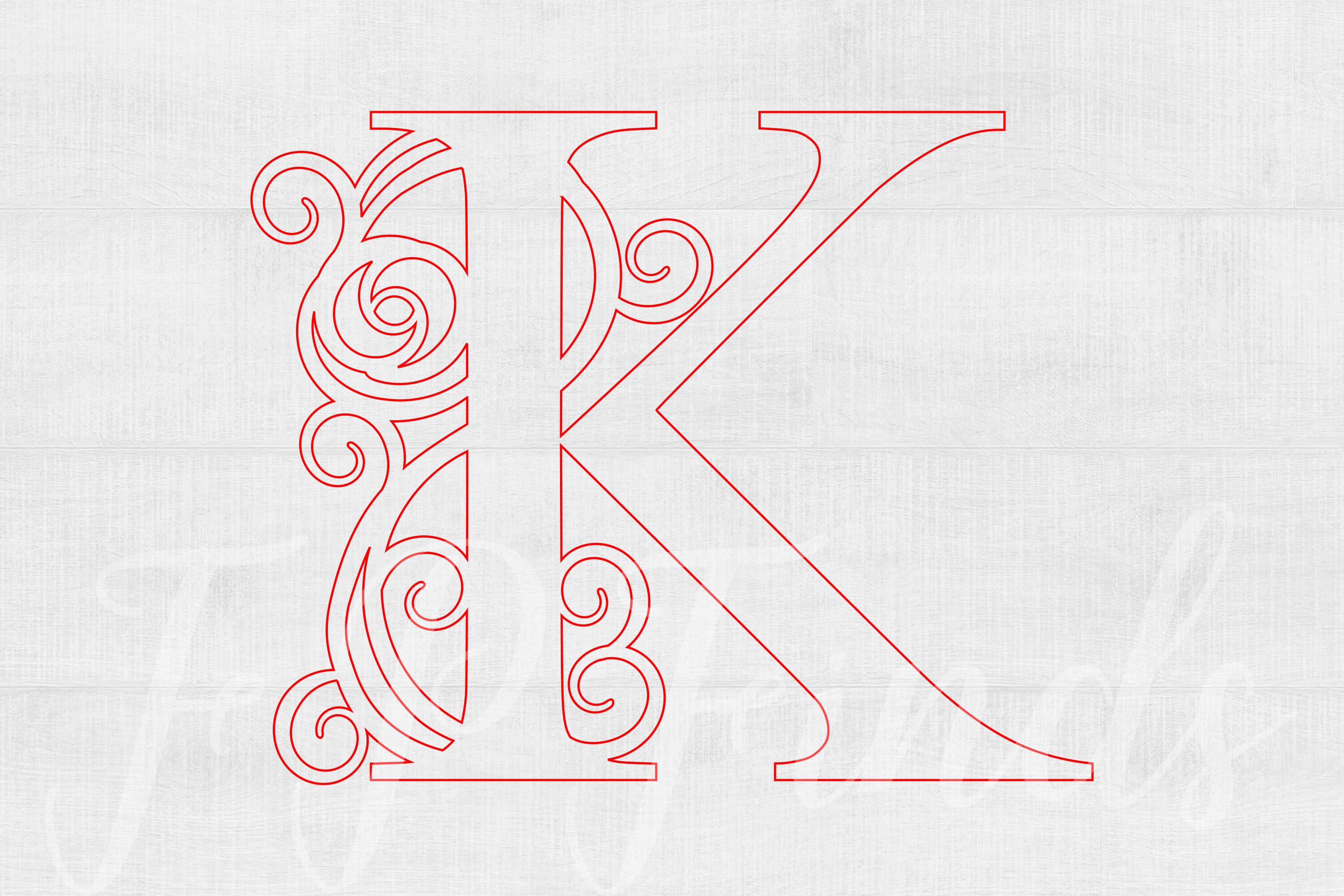 Swirl Letter K Laser Cut File SVG Floral Letter SVG Glowforge | Etsy