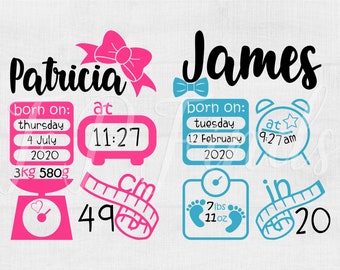 Birth Stats Svg - Etsy