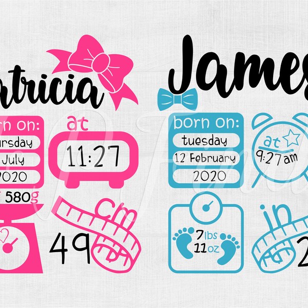 Birth Stats Svg - Etsy