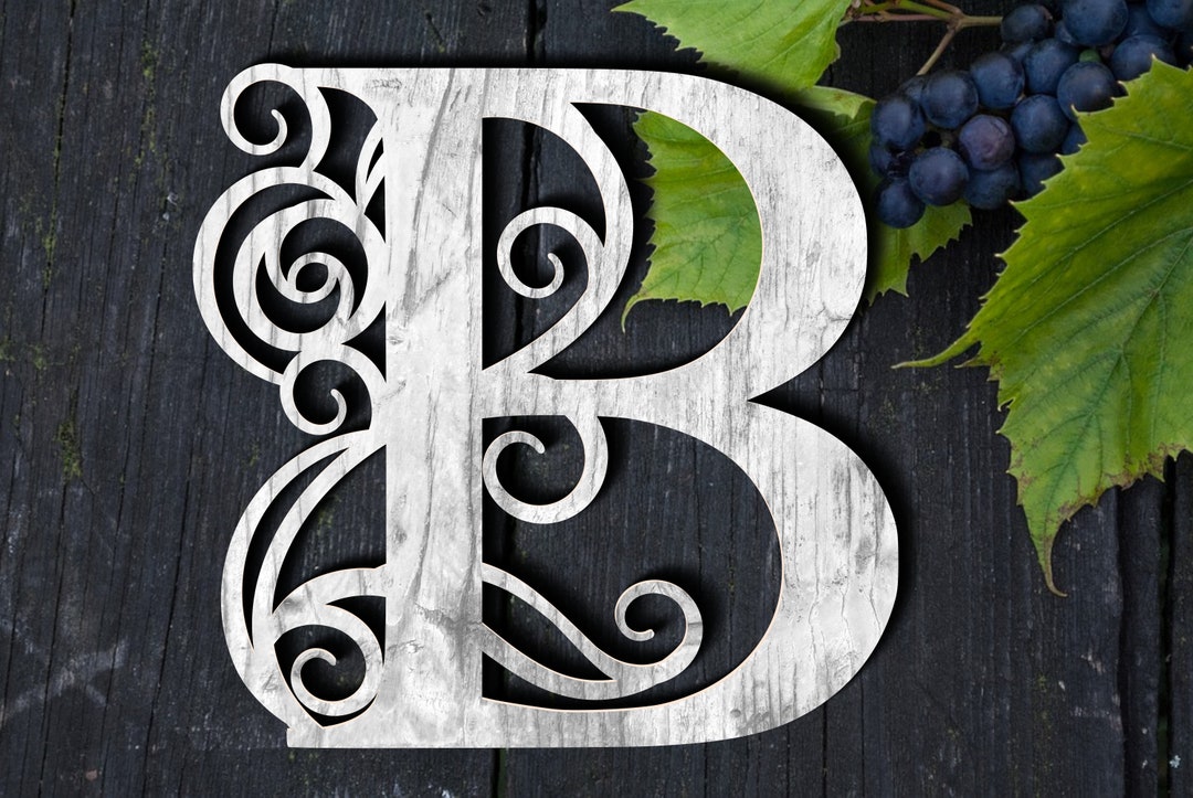 Swirl Letter B Laser Cut File SVG Floral Letter SVG Glowforge - Etsy