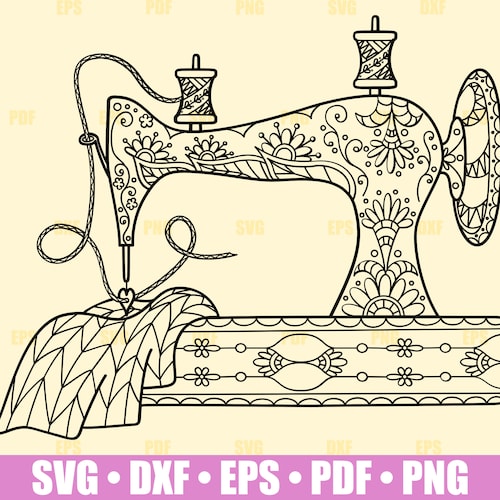 Sewing Machine Zentangle SVG DXF Mandala Sewing Svg Png - Etsy Australia