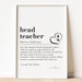 Headteacher Definition Print, Head Teacher Gift, Head Teacher Thank You ...