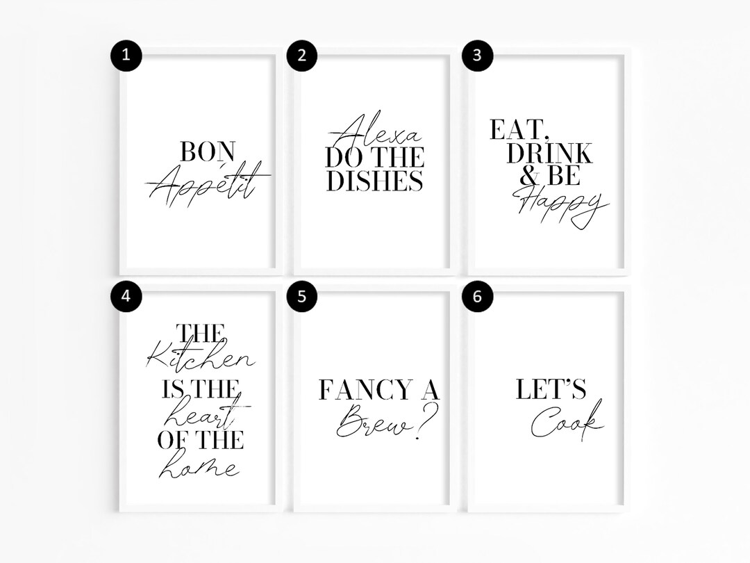 Funny Kitchen Quote Prints, Modern Kitchen Wall Art Set, Cooking Wall ...