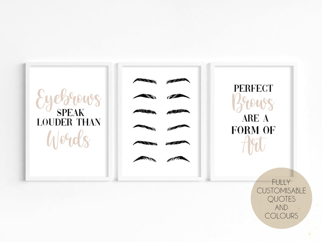 Set of 3 Beauty Salon Quote Wall Art, Eyebrow Prints, Eyebrow Quotes ...