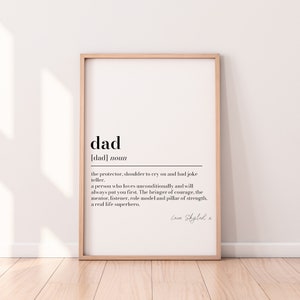 Dad Definition Print, Personalised Fathers Day Gift, Meaning of Dad ...