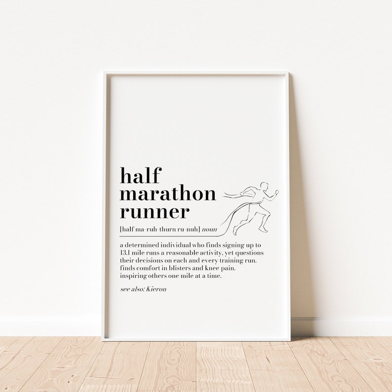 Custom Half Marathon Runner Definition Print, Half Marathon Gift, Half ...