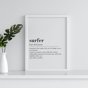 Personalised Surfer Definition Print, Surfer Gift, Surfing Wall Art ...