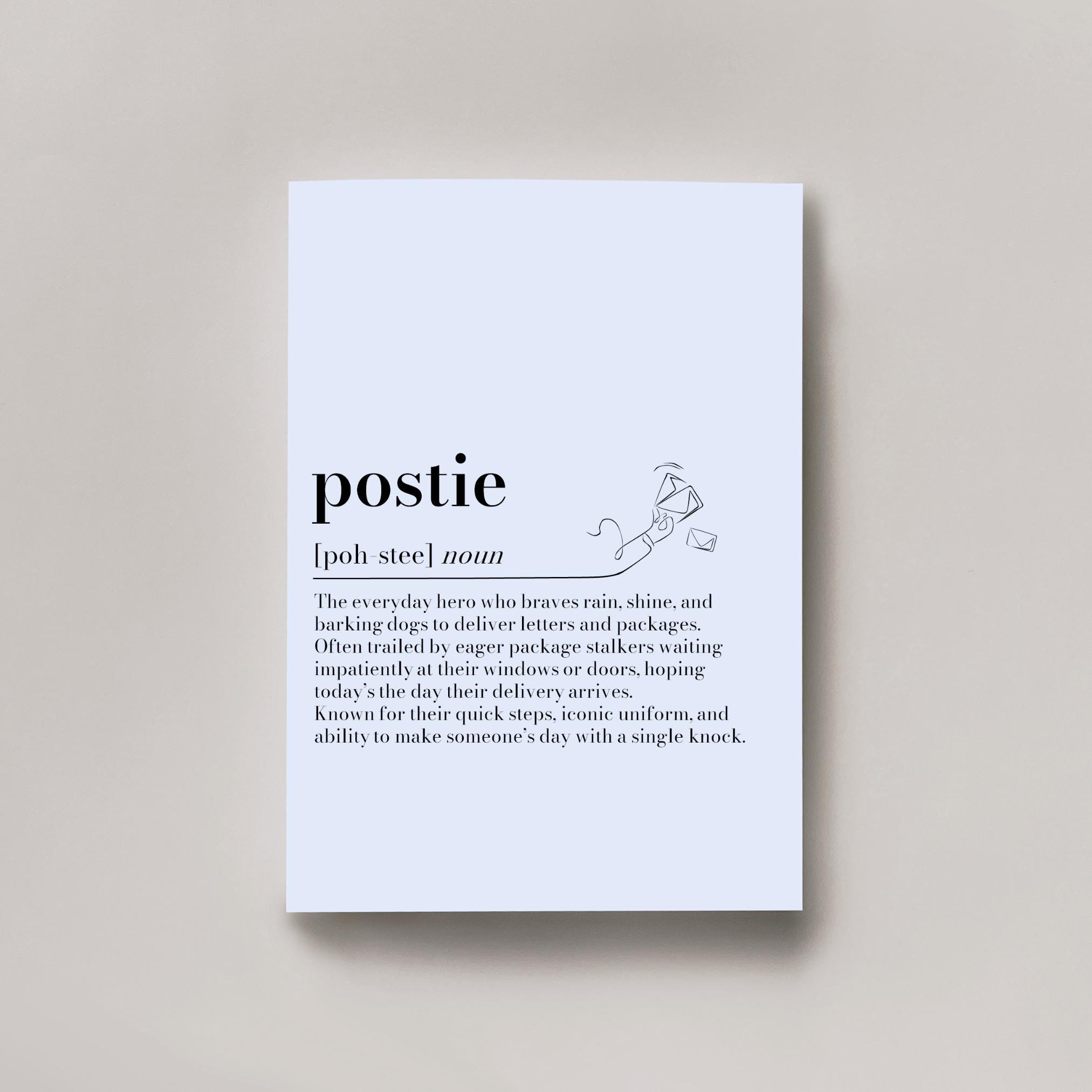 Personalised Postman Definition Print: Postie/postwoman Thank You Gift ...