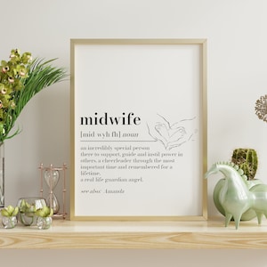 Midwife Definition Print, Midwife Gift, Gift for Student Midwife ...