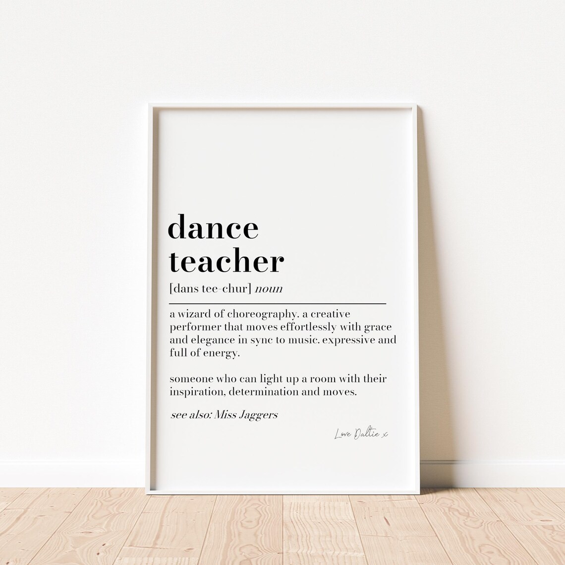 Personalised Dance Teacher Definition Print, Dance Teacher Gift, Wall ...