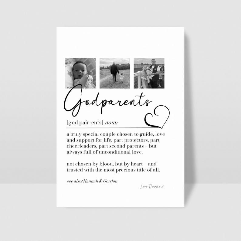 Godparents Definition Print, God Parents Photo Gift, Godparents Thank ...