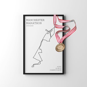 Personalised Manchester Marathon Map Print, Marathon Route Print ...