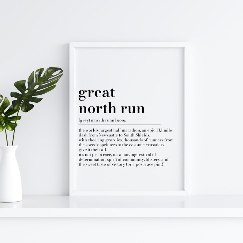 Custom Great North Runner Definition Print, Half Marathon Gift, Half ...