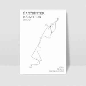 Personalised Manchester Marathon Map Print, Marathon Route Print ...
