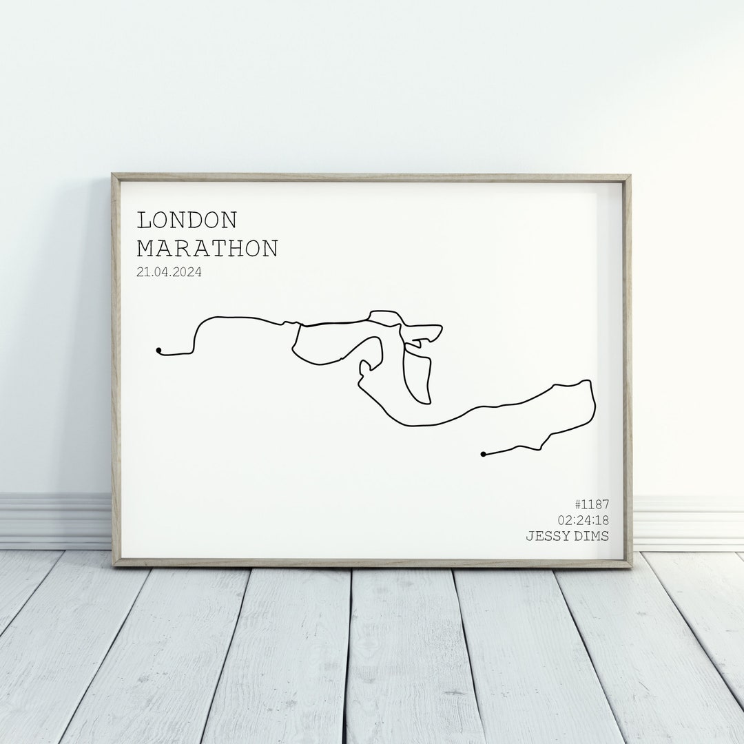 Personalised London Marathon Map Print, Marathon Route Print, London ...