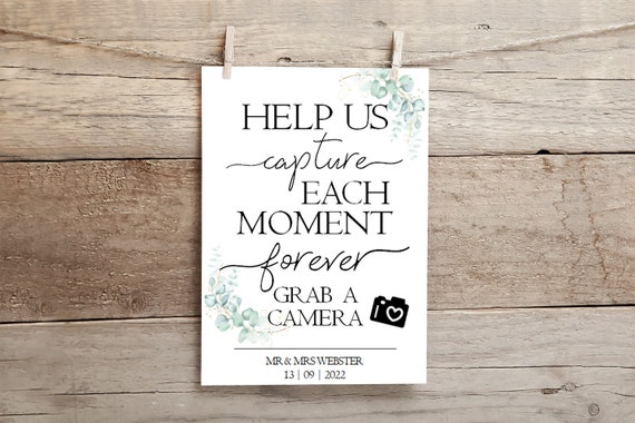 Personalised Disposable Camera Wedding Sign Grab a Camera - Etsy
