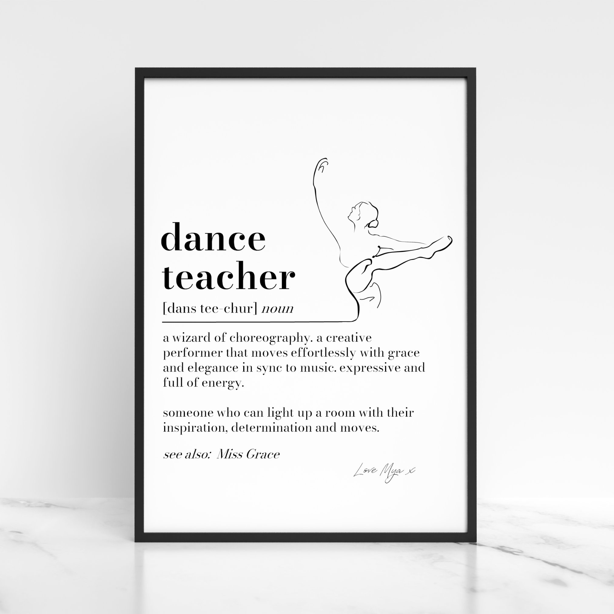 Personalised Dance Teacher Definition Print, Dance Teacher Gift, Wall ...