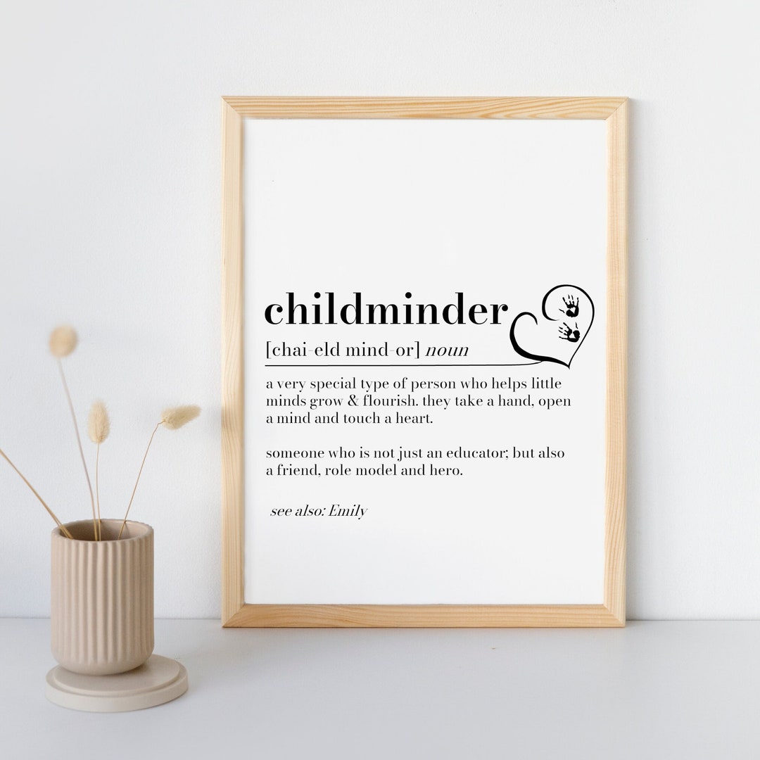 Childminder Definition Print, Childminder Gift, Childminder Thank You ...