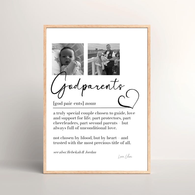 Godparents Definition Print, God Parents Photo Gift, Godparents Thank ...