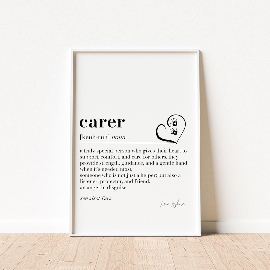 Carer Definition Print: Personalised Thank You Gift, Community Carer ...