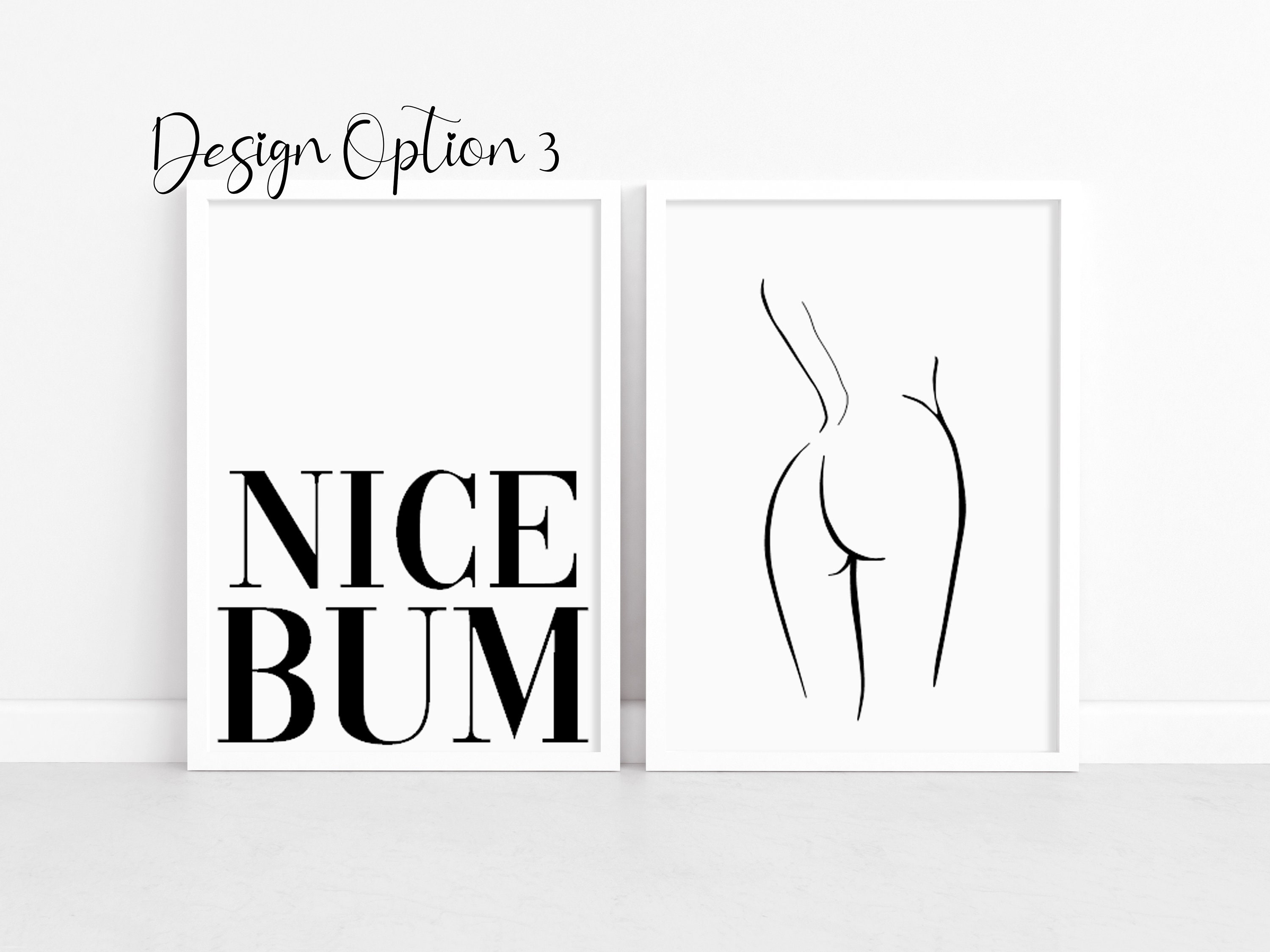 Nice Bum Prints With Line Art Set of Bathroom Prints Rude - Etsy UK