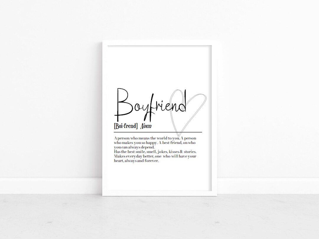 Boyfriend Definition Print, Christmas Gift for Him, Gifts for Her ...