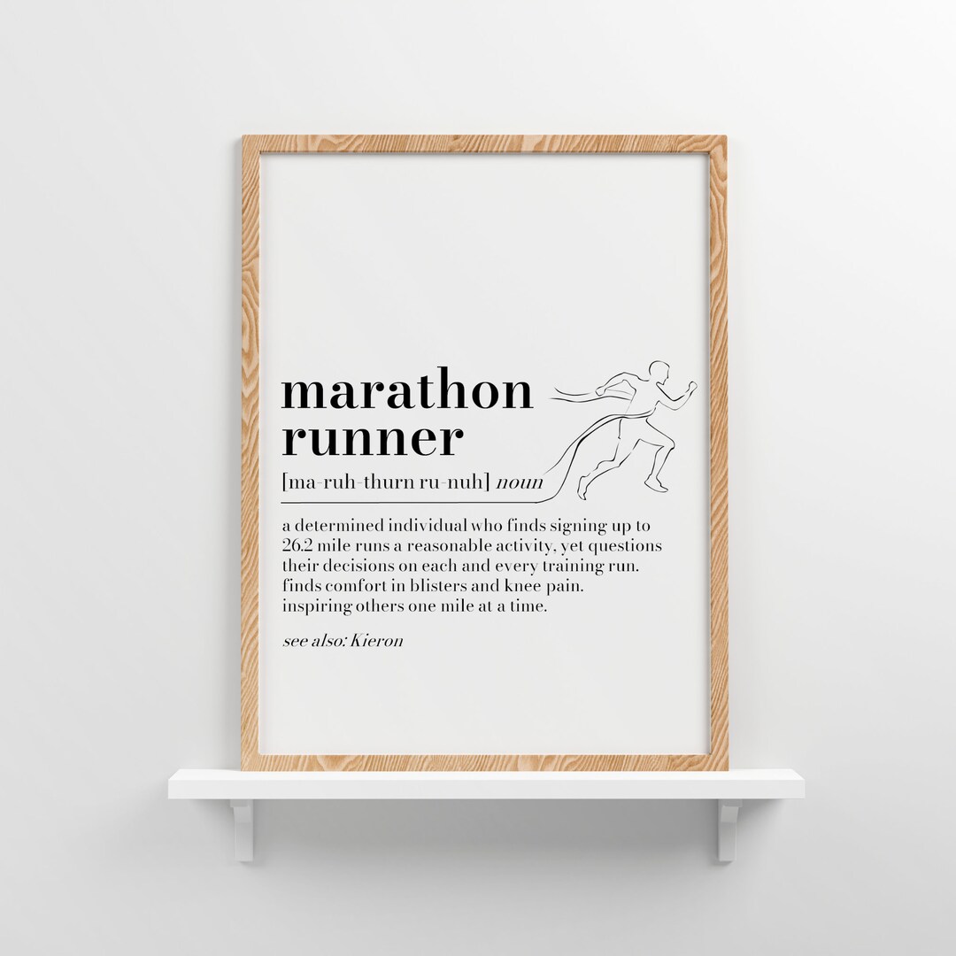 Marathon Runner Definition Print: Gift for Runners, Personalised ...