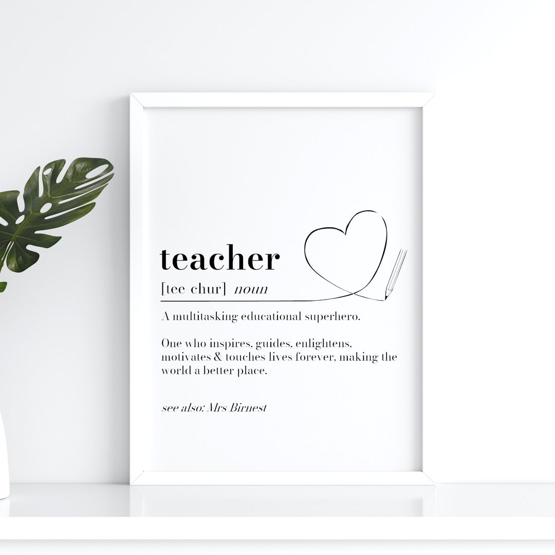 Teacher Definition Print, Teacher Gift, Thank You Teacher Gift, Teacher ...