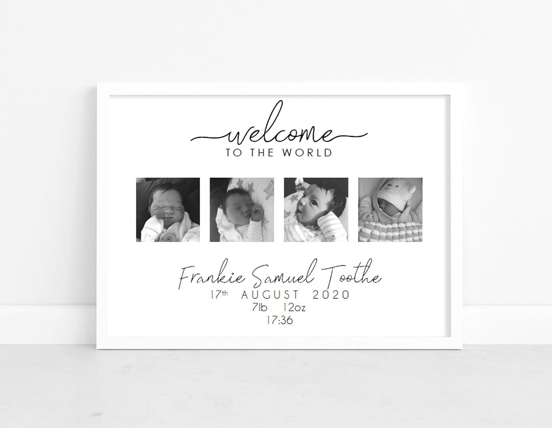 New Baby Personalised Picture Print, New Baby Collage Print, New Baby ...