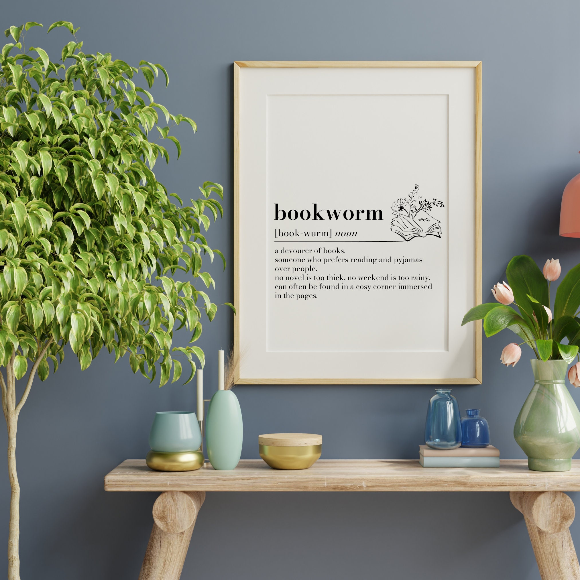 Bookworm Definition Print: Minimalist Book Lover Gift, Personalised ...