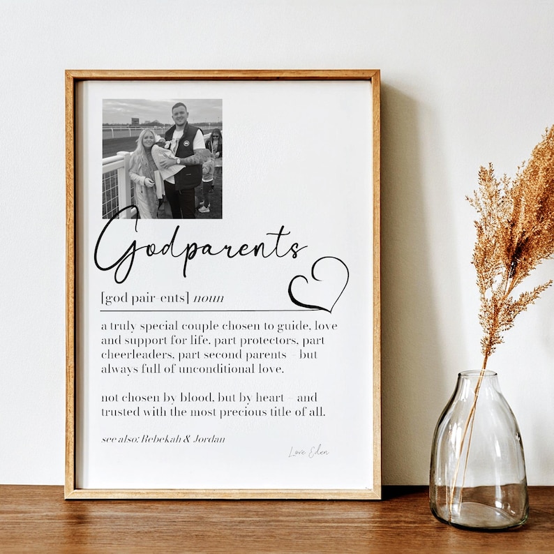 Godparents Definition Print, God Parents Photo Gift, Godparents Thank ...