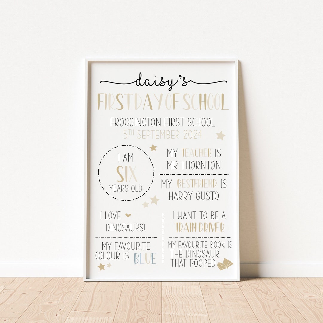 Personalised First Day of School Print, Back to School Keepsake, First ...