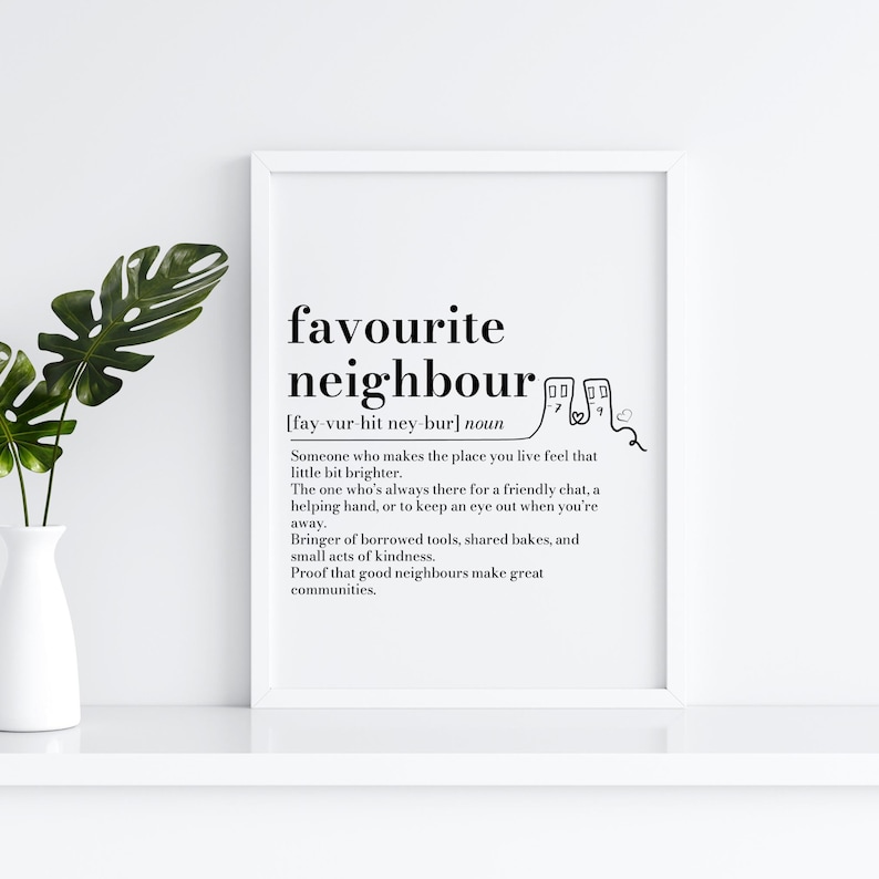 Favourite Neighbour Definition Print – Personalised Wall Art Gift for ...