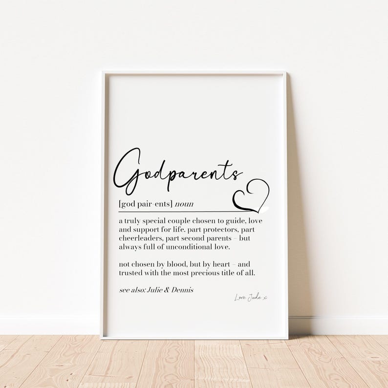 Godfather Definition Print, Personalised Godfather Gift, Godparents ...