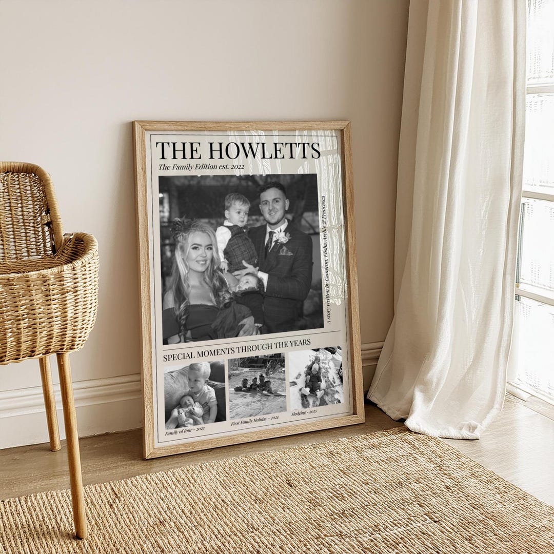 Personalised Family Magazine Cover Print | Luxe Editorial Style Collage ...