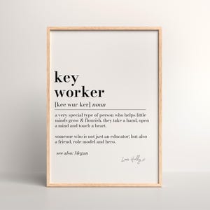 Key Worker Definition Print, Nursery Key Worker Gift, Nursery Thank You ...