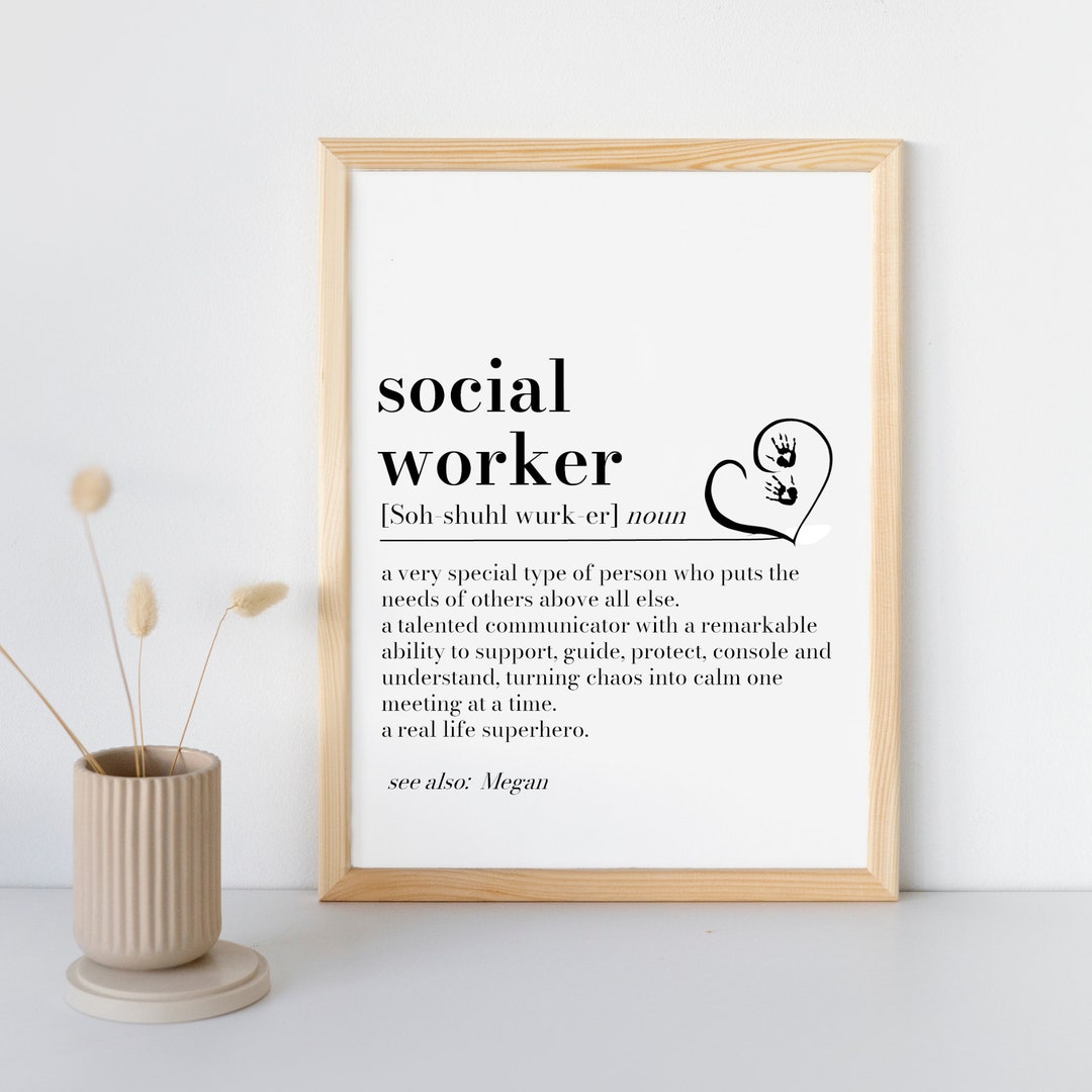 Personalised Social Worker Definition Print: Care Worker Heartfelt ...