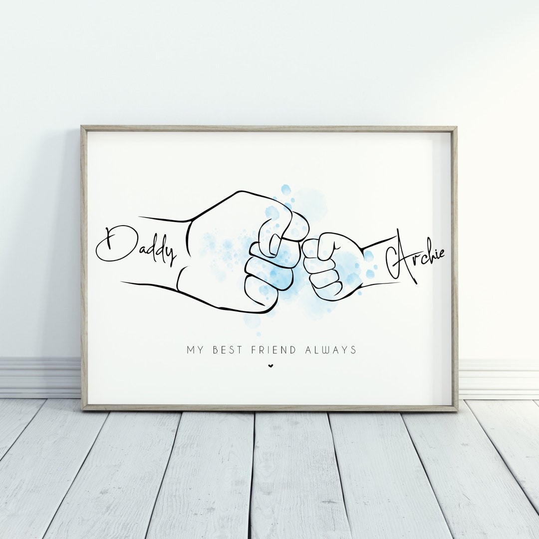 Personalised Dad Fist Bump Print, Father’s Day Gift From Kids, New Dad ...