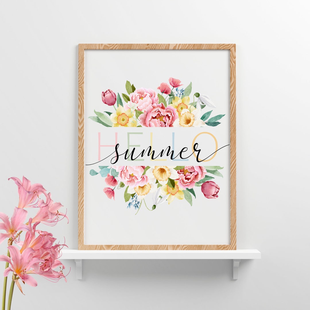 Hello Summer Print, Summer Wall Decor, Hello Summer Wall Art, Summer ...