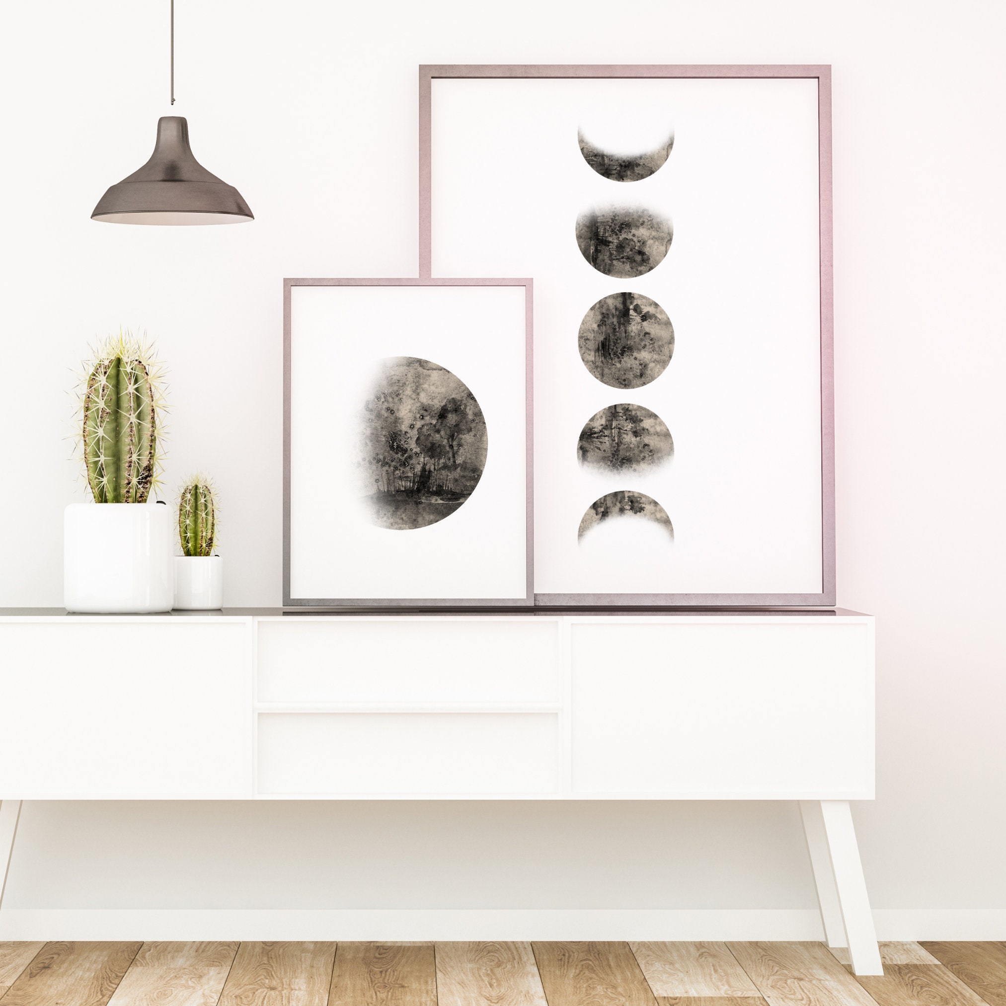 Watercolour Moon Phase Wall Decor, Moon Phase Prints, Lunar Phases Wall ...
