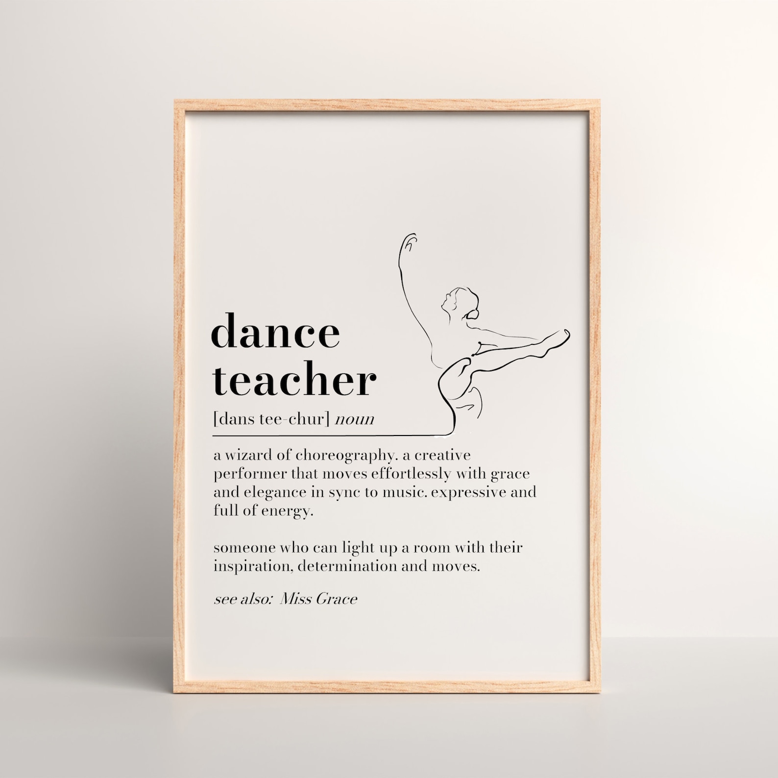 Personalised Dance Teacher Definition Print, Dance Teacher Gift, Wall ...