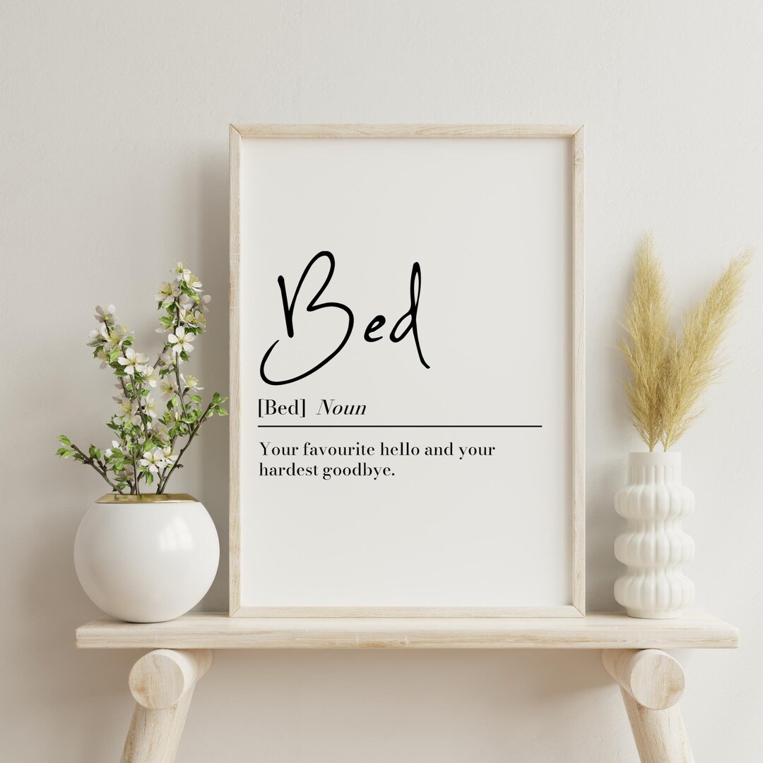 Bed Definition Print, Bedroom Print, Minimalistic Bedroom Decor ...