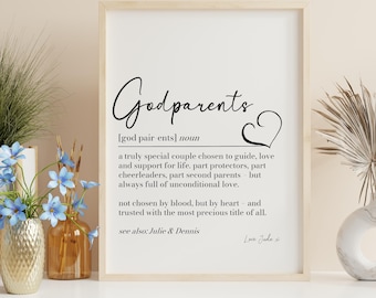 Godfather Definition Print, Personalised Godfather Gift, Godparents ...