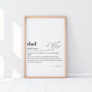 Dad Definition Print, Personalised Fathers Day Gift, Meaning of Dad ...