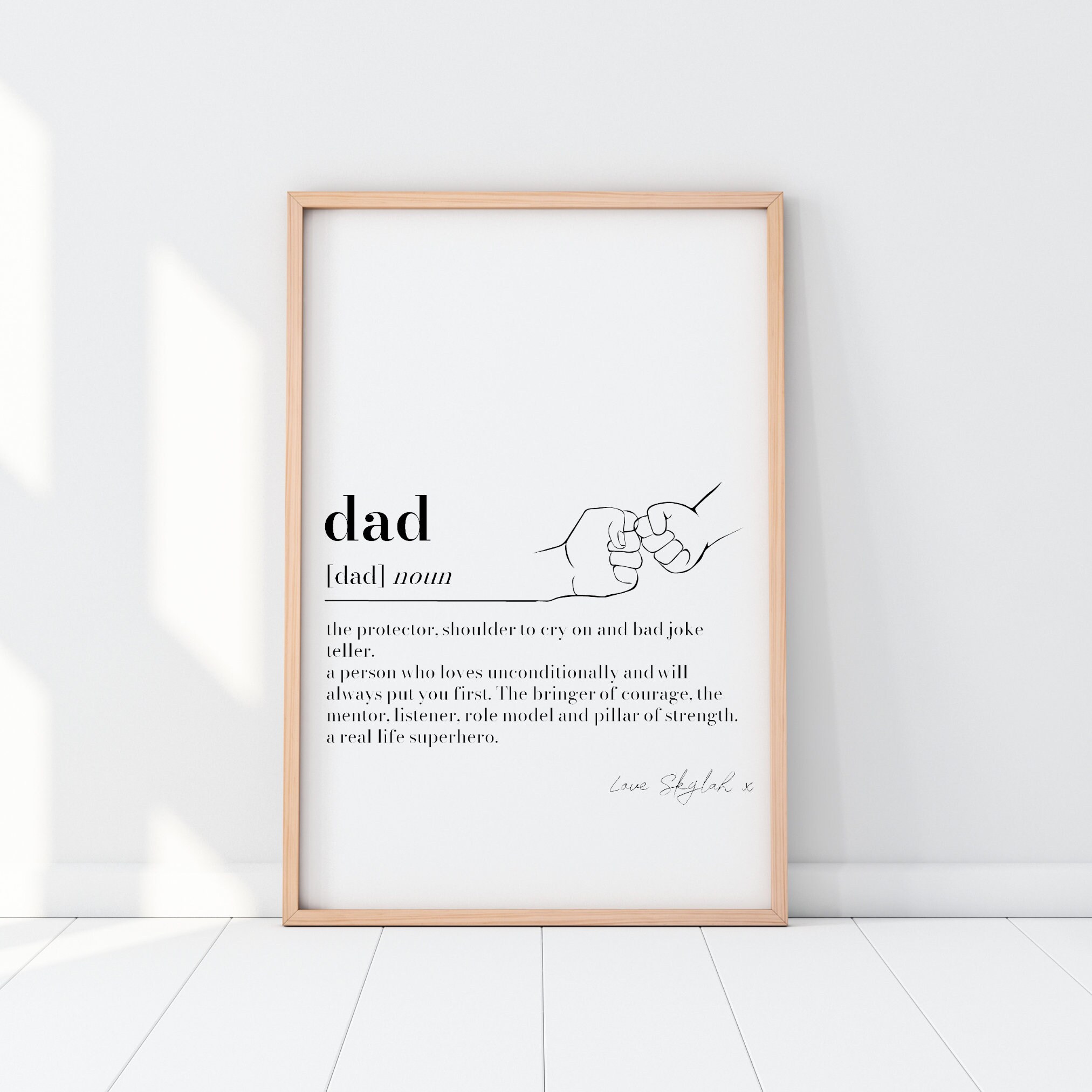 Dad Definition Print, Personalised Fathers Day Gift, Meaning of Dad ...
