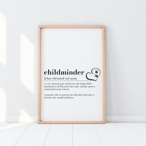 Childminder Definition Print, Childminder Gift, Childminder Thank You ...